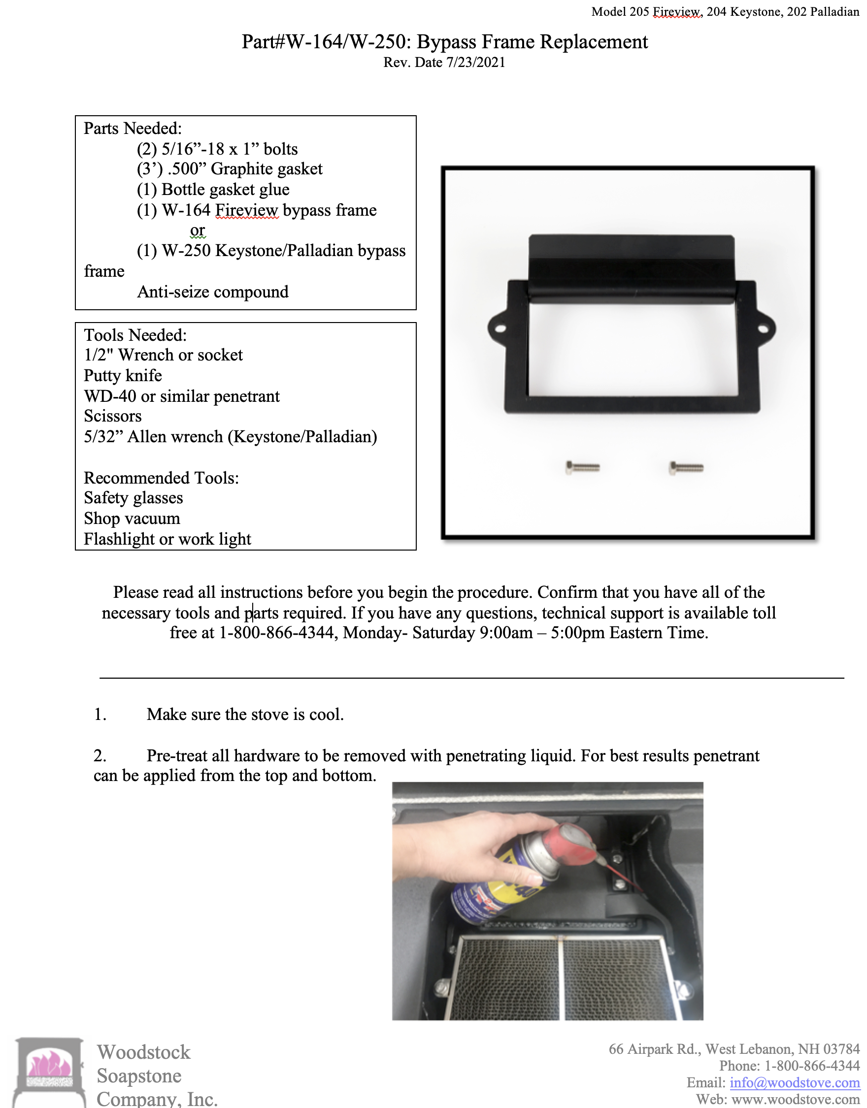 Fireview 205 Bypass Frame Kit | Woodstove